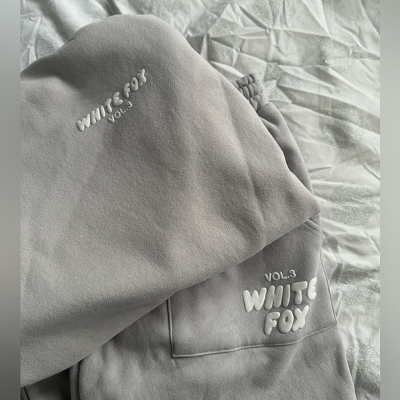 White Fox Boutique | Tops | White Fox Sweatsuit Grey And White | Poshmark